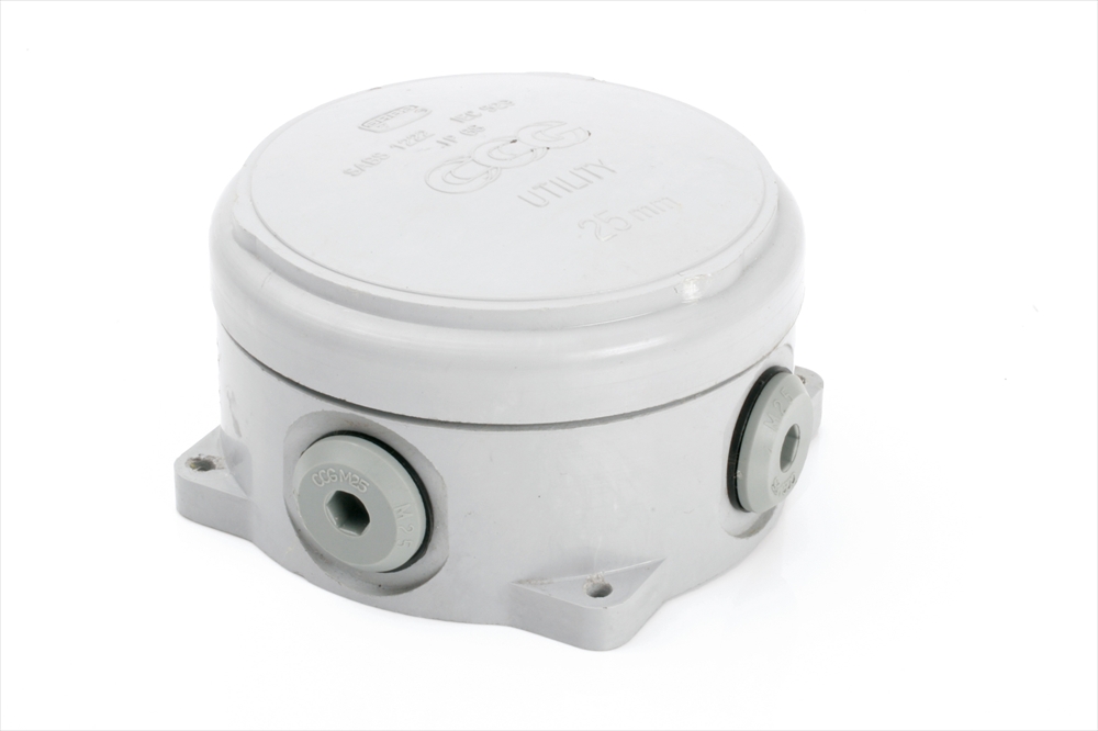 4 Way Junction Box, 4x 20mm Gland Entry, Grey - Termination Technology Ltd